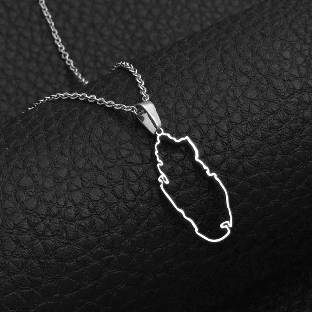 Qatar Outline Map Necklace Chain Pendant – Arabian Jewelry