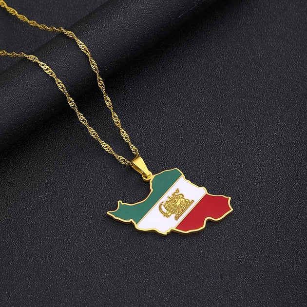 Iran Map Flag Necklace Chain Pendant – Arabian Jewelry